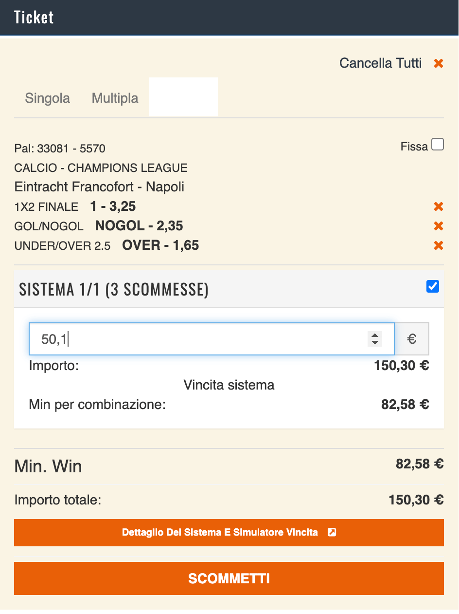 Snai | Quote e Pronostico Eintracht Francoforte vs Napoli